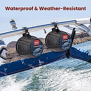 Pyle Waterproof Off-Road Speakers with Amplifier - 4-Inch Marine Grade Speakers for Outdoor Audio - 1500W 4-Channel System - ATV, UTV, Quad, Jeep, Boat Compatible