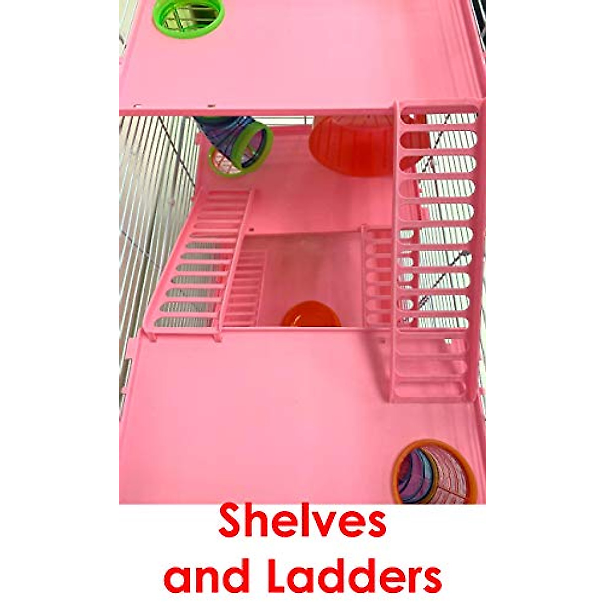 Large 5 Floor Twin Towner Habitat Syrian Hamster Rodent Gerbils Mouse Mice Rat Cage (Pink)