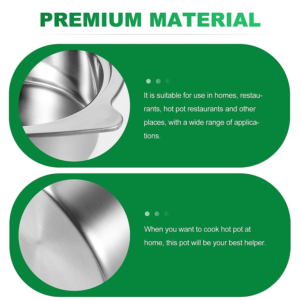 HEMOTON Shabu Hot Pot Stainless Steel Chinese Induction Shabu Pot Soup Bowls Stock Pot for Induction Cooktop Gas Stove (Silver) 24X19X8CM