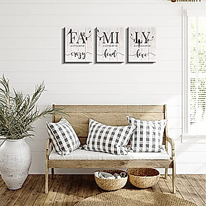 ARTINME Decorative Farmhouse Home Wall Decor Set of 3 - Rustic Family Signs Wall Art with Frames for Bedroom, Living Room, Home Wall Decor (12"x15",Set of 3)