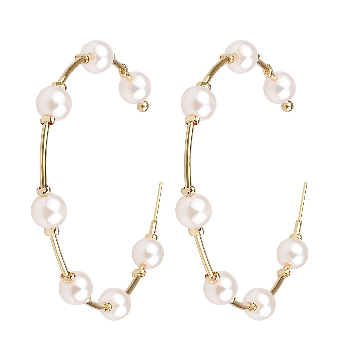 Pearl Hoop Earrings for Women Fashion Hypoallergenic Girls Pearl Earrings Drop Dangle Earrings Jewelry Gifts