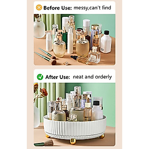 Rotatable Modern Round Tray,360°Rotating Spice Storage Rack,11" Lazy Susan Turntable Organizer,Cosmetic Makeup Vanity Tray for Storage Jewelry,Perfume&Kitchen Condiment,Suit for Home Decorative