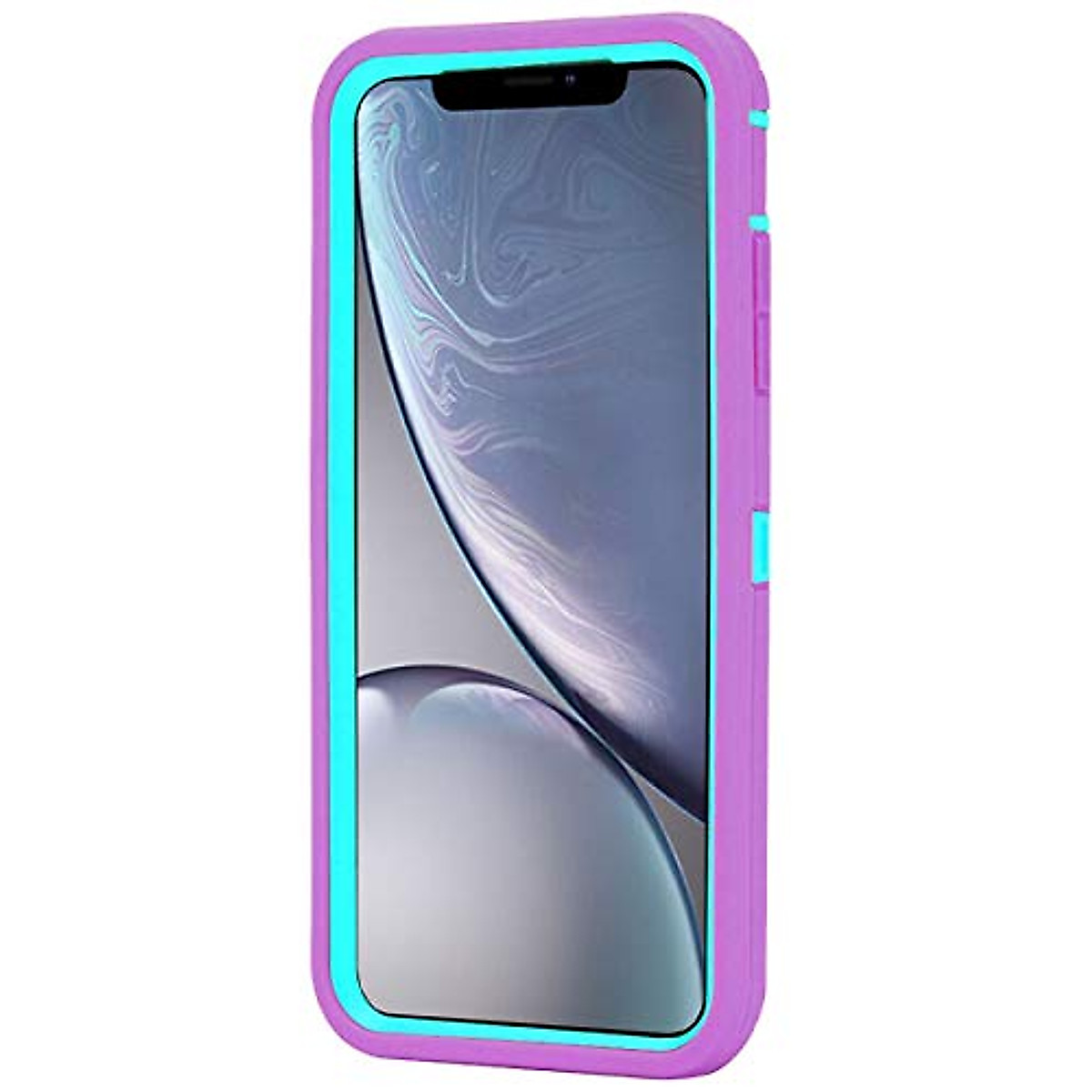 Stroson for iPhone XR Case with Built in Screen Protector Heavy Duty Shockproof Full Body 3 in 1 Rugged Bumper for Women Man Protective Cover Phone Case for iPhone XR 6.1” (Purple/Mint)