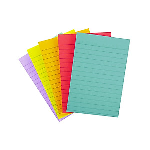 Post-it Super Sticky Notes, 4x6 in, 5 Pads/Pack, 90 Sheets/Pad, Amazon Exclusive Bright Color Collection, Aqua Splash, Acid Lime, Sunnyside, Guava and Iris Infusion