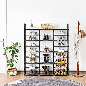 YOUDENOVA Shoe Rack Organizer, for up to 50 Pairs of Shoes, Vertical Large Shoe Rack with Removable, Water, Dust & Oil Resistant Shelves, Stackable Shoe Rack for Boot & Shoe Storage, Black