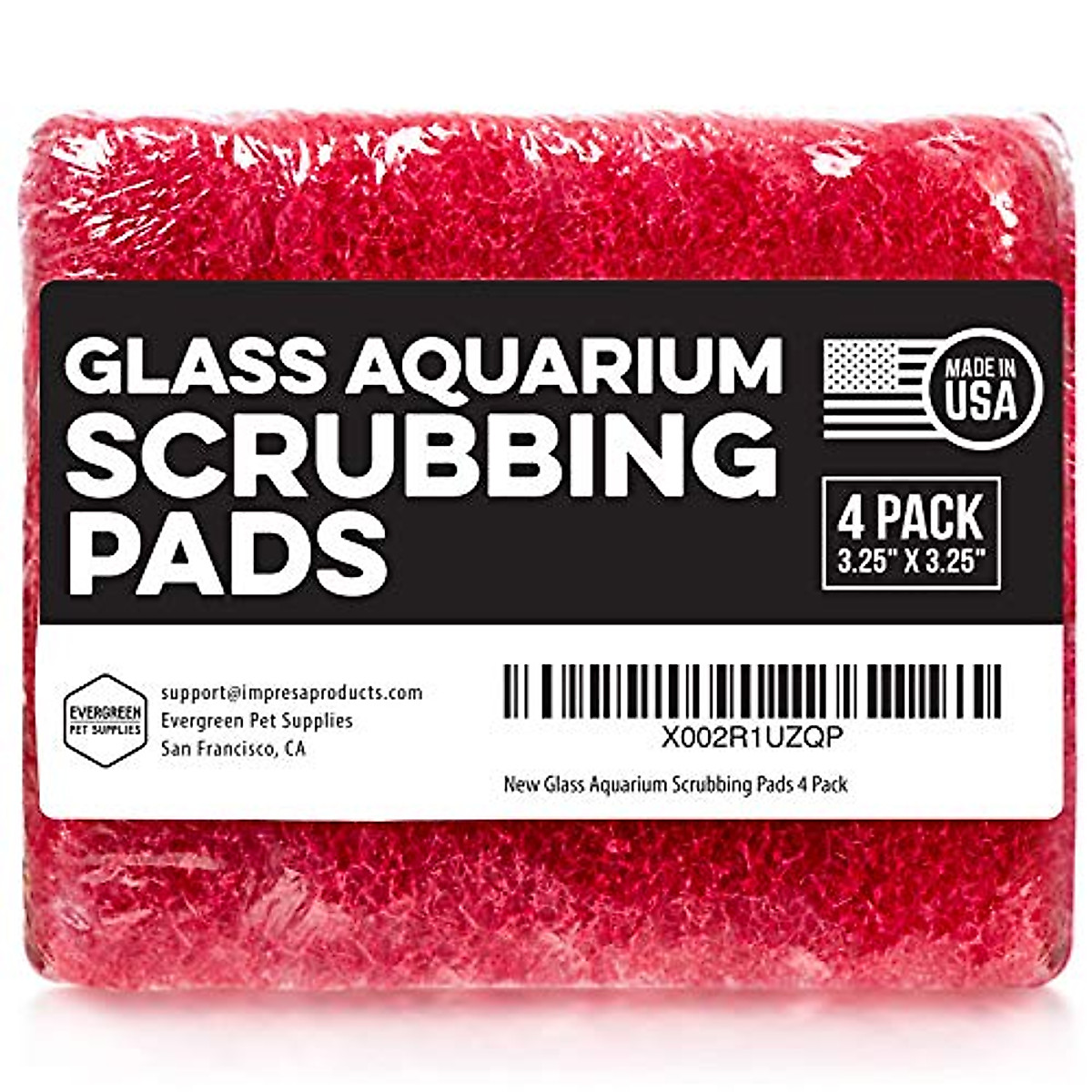 [4 Pack] Aquarium Cleaner for Glass Walls - Aquarium Scrubber - Hand Held Scraper Pad - Made in USA - Fish Tank Cleaning Tools Won't Scratch Glass - Aquarium Sponge for Turtle & Fish Tank