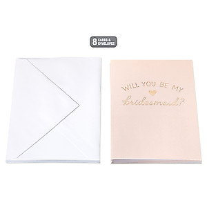 American Greetings Blank Will You Be My Bridesmaid Cards, Red Heart (8-Count)