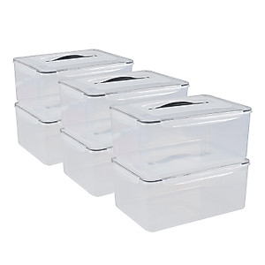 CadineUS 6 Pack 14.5 L Airtight Food Containers, Clear Plastic Storage Box with Seal Circle Lid