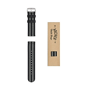 Archer Watch Straps - Premium Nylon Quick Release Watch Bands (Black/Gray, 22mm)