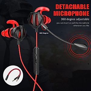 YYUNJINI Gaming Headset with Microphone Wired Gaming Earbuds PC for PS4 PS5 Xbox One Playstation 5 Games Mobile Phone,Detachable Stereo Bass Earphones Noise Cancelling Gaming Headphones with Mic Black