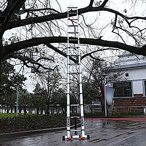 Telescoping Ladder Extension Multi-Purpose 18.5 FT Aluminum Foldable Industrial Compact Loft Ladder Household Daily or Emergency Use Portable Extendable Step Ladders 330 lb Large Loading Capacity