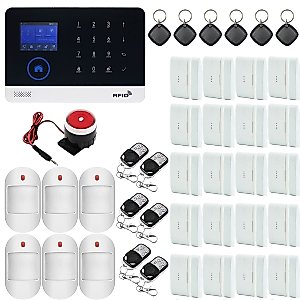 WiFi GSM GRPS Tuya Wireless Real-Time Home Office Security Alarm Burglar System, APP Control, Compatible with Amazon Alexa and Google Home, Support RFID Access, Anti-Theft Auto Dialer, Easy Install