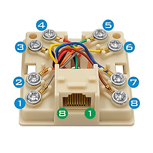 NECABLES RJ31X Phone Jack Telephone Terminal Block with Shorting Bar Surface Mount 8 Screw Terminals to RJ31X 8P8C Female
