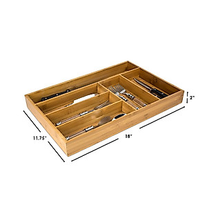Home Basics CT44542 Bamboo Cutlery Tray Large, 10" x 2" x 14"