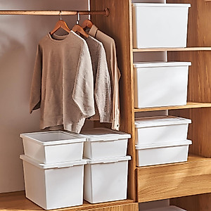 Yishyfier White Storage Bins with lids,Stackable Plastic Boxes Set of 4,Storage Box with handle for Organizing Snacks, Crafts,Crafts, Tools,books(white, 4XL)