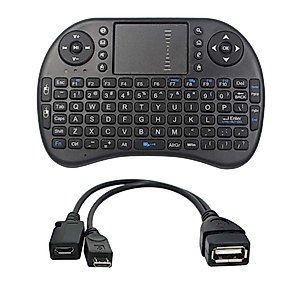 Mini Wireless Keyboard 2.4GHz Touch-pad Mouse Combo Plus OTG Cable - TV xStream, Compatible with Firesticks, Android TV Box, IPTV, 4K Media Stick, Smart TV, PC, X-Boxes +More
