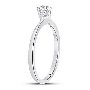 The Diamond Deal 14kt White Gold Womens Round Diamond Solitaire Bridal Wedding Engagement Ring 1/4 Cttw