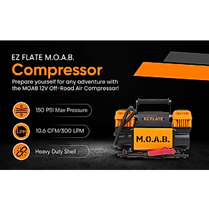 EZ FLATE M.O.A.B. Dual Air Compressor for 4x4 Offroad Vehicles, Fast Inflation, 12V Power, Easy to Use, Storage Bag