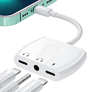 Lightning to 3.5mm Headphone Jack Audio Adapter,iPhone to 3.5mm Earphone Splitter Adapter with Charging Port,iPhone to aux adapter,Compatible With iPhone 13/12/11/X/8/8/7,Support Newest iOS 15