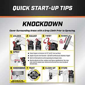 DAP Spray Texture Knockdown Water Based 2n1 Wall & Ceiling Texture Spray with Aim Tech Nozzle, White, 25 Oz (7079850010)