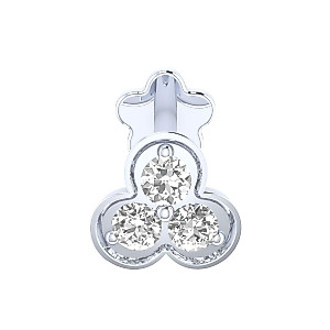 Demira Jewels 3 Stone Nose Stud with 0.06 ct Natural Diamond in 14K White Gold with 8mm Long Internal Screw Post for Nose, Lip Labret, or Monroe Piercing.