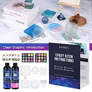 Epoxy Resin Kit for Beginners, Resin Kit with Resin Molds, 18OZ Resin Epoxy Kit wiht Dried Flowers, Resin Measuring Cups and Resin Supplies