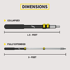 PD 1.5-to-3 Foot Paint Roller Extension Pole, Multi-Purpose Telescopic Extension Pole, EZ-Lock Mechanism Extendable Pole, Paint Brush Extender with Lightweight Aluminum Handle (1.5-3 Feet)