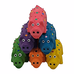 Hoiasem 6 Pack 4 Inch Mini Latex Dog Squeaky Toys Polka Dot Piglet Pig Dog Toy for Mimi Small Dogs