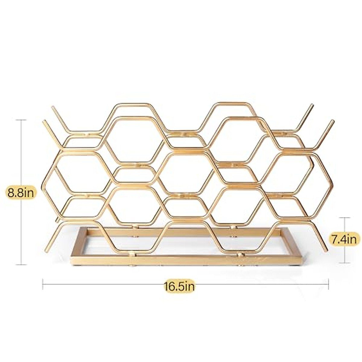 Drincarier Countertop Wine Rack - 10 Bottle Freestanding Modern Gold Metal Small Wine Rack - Tabletop Wine Holder Stand for Cabinet, Pantry, Wine Bottle Storage……