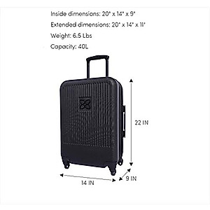 Sherpani Meridian, 22 Inch Travel Hardside Luggage, Durable Hardshell Luggage, Expandable Suitcase with Wheels, Lightweight Rolling Luggage for Women, Carry On Luggage 22x14x9 Airline Approved (Black)