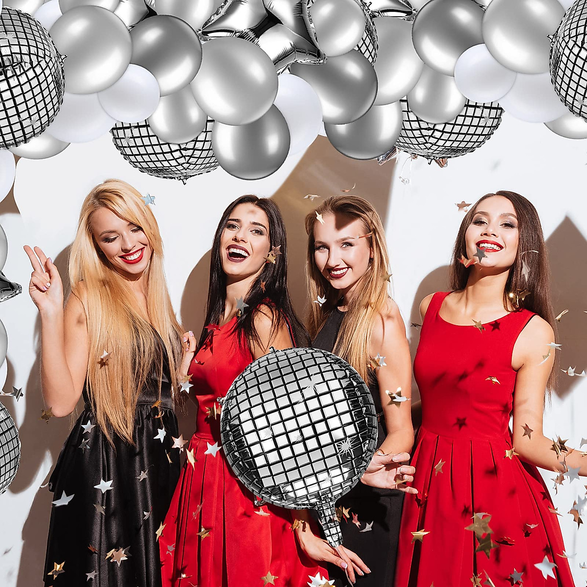 110 Pack 70s Disco Party Balloon Kit & Decorations