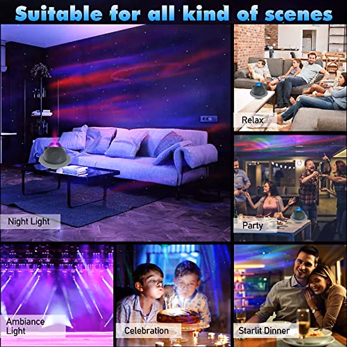 Star Projector with Remote Touch Control,Bluetooth Music Speaker & White Noise Galaxy Light Projector, LED Night Light for Kids Adults,for Home Decor Bedroom,Ceiling,Party