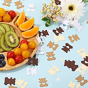 210 Pieces Bears with a Heart CutOut Confetti Baby Shower Cream Brown Paper Confetti Sprinkles Bear Table Confetti for Boy Girl Home Party Table Decorations