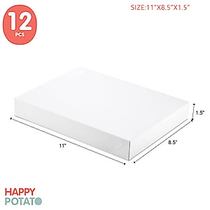 HAPPY POTATO Gift Boxes with Lids 11x8.5x1.5 Inches White Shirt Boxes Gift Boxes for Clothes Gift Wrap Boxes (Grain Texture White, Pack of 12)