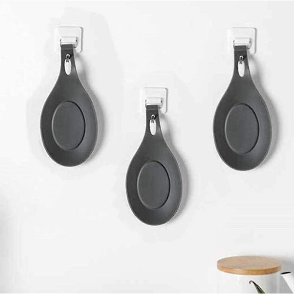 3PCS Black Silicone Spoon Rests Kitchen Scoop Bracket Stand Spoon Shelf Utensil Spatula Holder for Home Restaurant Supply