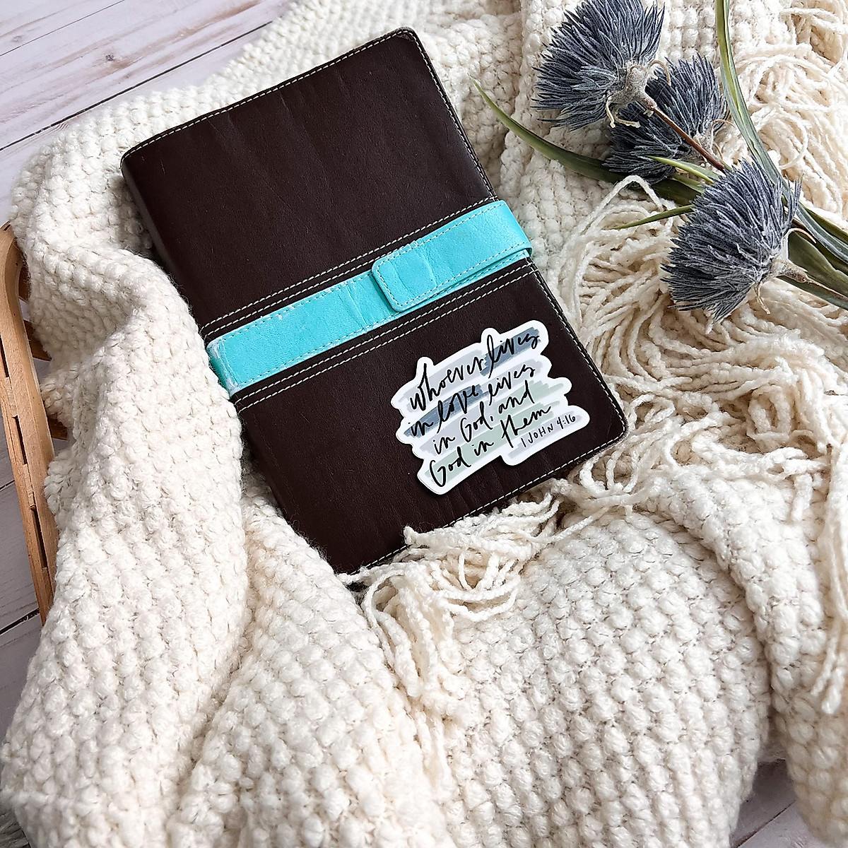 Swaygirls Religious stickers | Christian quote stickers | Faith decals | 1 John 4:16 sticker (Black & White)