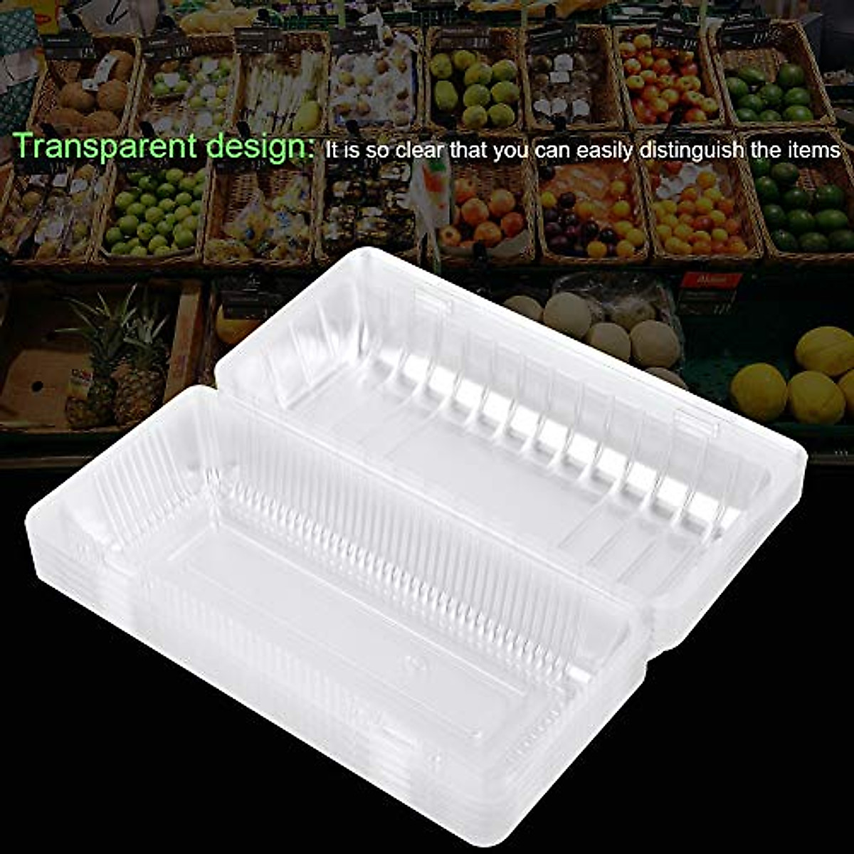 Alinory Storage Box, 25 PCS Plastic Hinged Loaf Container Food Fruit Storage Box(22.5 * 12.7cm)