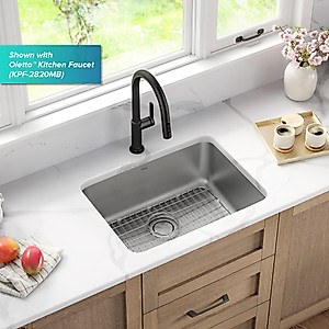 KRAUS Dex 25-inch Undermount 16 Gauge Stainless Steel Single Bowl Kitchen Sink, KA1US25B