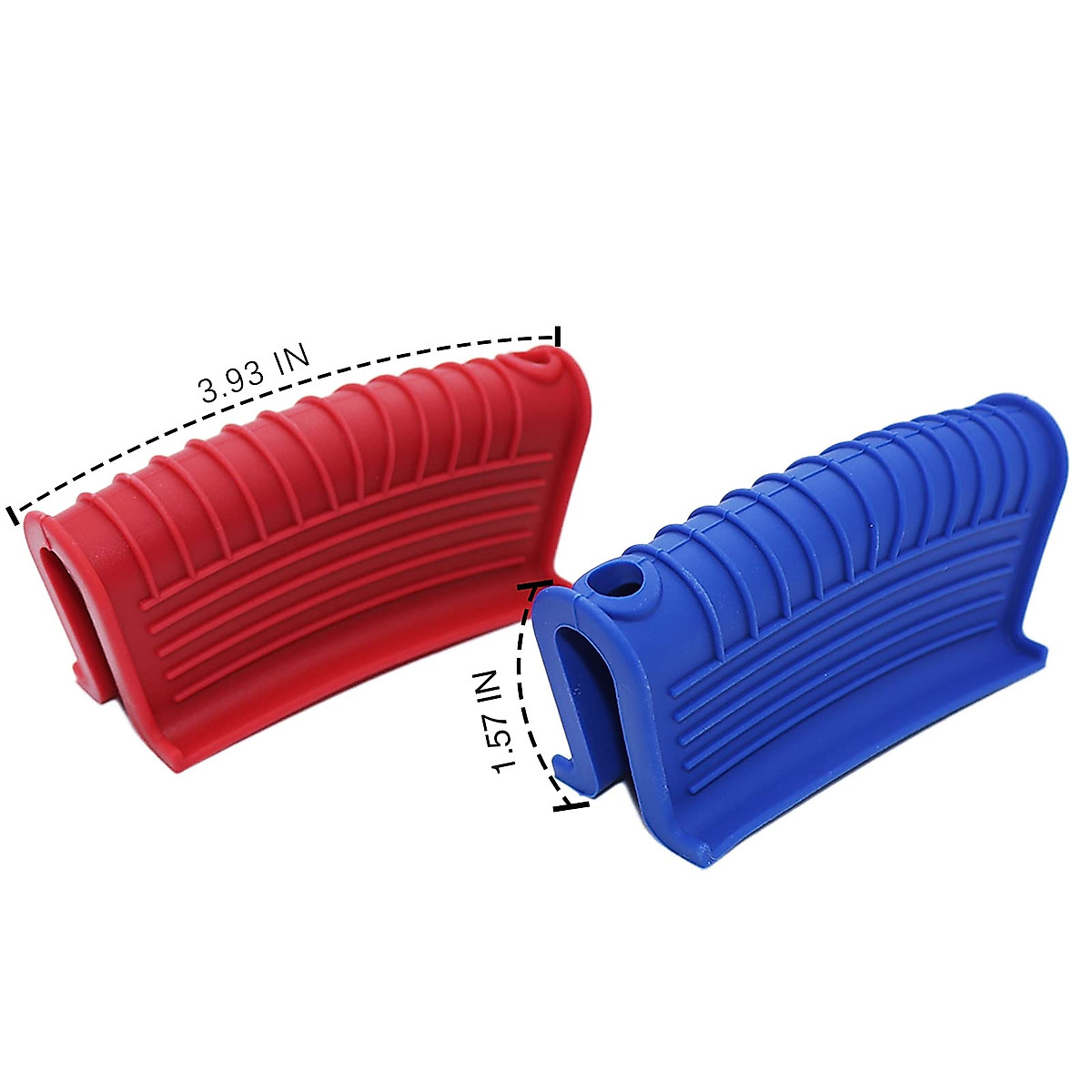 2 Pairs Cast Iron Pot Assist Handle Covers, Non Slip Pot Holders with High Heat Resistance for Griddles Casserole Metal Frying Pans Aluminum Cookware(Red and Blue)