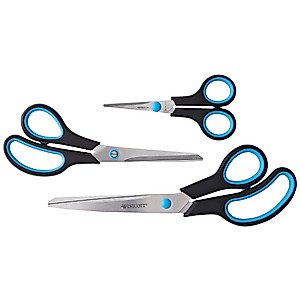 Westcott Easy Grip Soft Grip Scissor - Black/Blue (Set of 3)