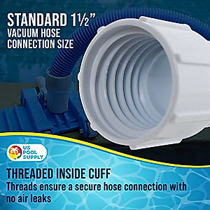 U.S. Pool Supply 1-1/2" Pool Hose Cuff, Swimming Pool Replacement Cuff for Spiral-Wound Vacuum Hoses - Threaded Cuff, Durable ABS Plastic, Repair Cracked Hose Ends - Connect Vacuum Head, Skimmer Inlet