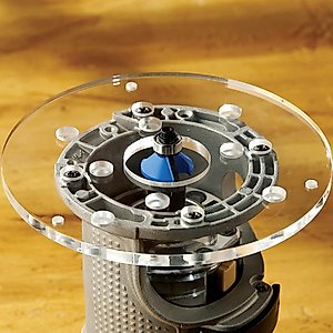Rockler Trim Router Table – Adjustable Table Router - Best Router Table w/Pre-Drilled Holes on Back - Router Table w/High-Visibility Bit Guard, 1/4" Thick Acrylic Base – Router Tools for Woodworking