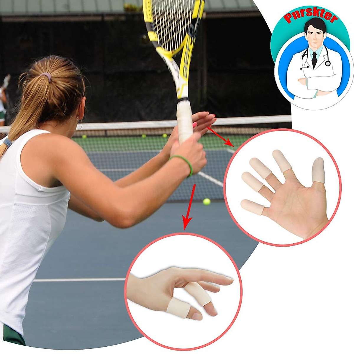 Gel Finger Cots, Finger Protector Support(14 PCS) NEW MATERIAL Finger Sleeves Great for Trigger Finger, Hand Eczema, Finger Cracking, Finger Arthritis and More. (Beige, Short)