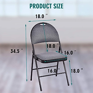 ReunionG 6 PCS Folding Chair, 6-Pack Portable Chairs with Upholstered Padded Seat and Back, Metal Frame Home Office Chairs (6 PCS)