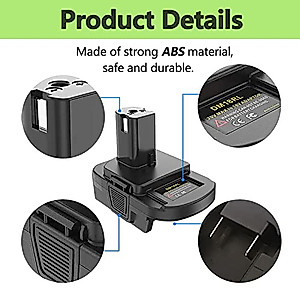 Echoyee for Dewalt & for Milwaukee to Ryobi Battery Adapter, Fit for Dewalt 18v-20v & for Milwaukee 18v M18 Lithium Batteries, DM18RL Converter use for Ryobi 18v ONE+ Cordless Power Tools