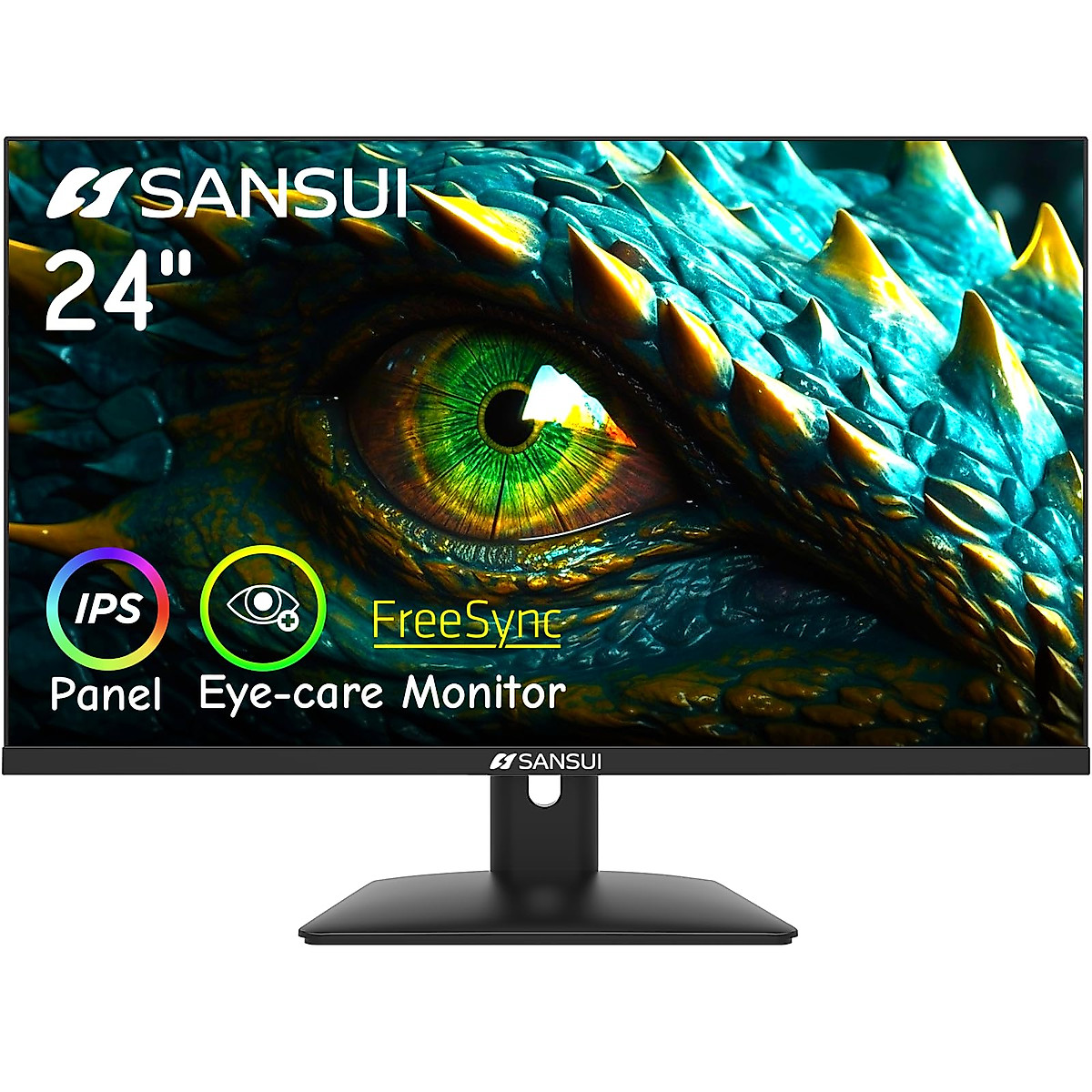 SANSUI Computer Monitor 24 inch IPS Eye Care 1080P Display HDMI,VGA Ports with 178° Viewing Angle/Frame-Less/Tilt/VESA Compatible for Office and Home (ES-24X5AL)