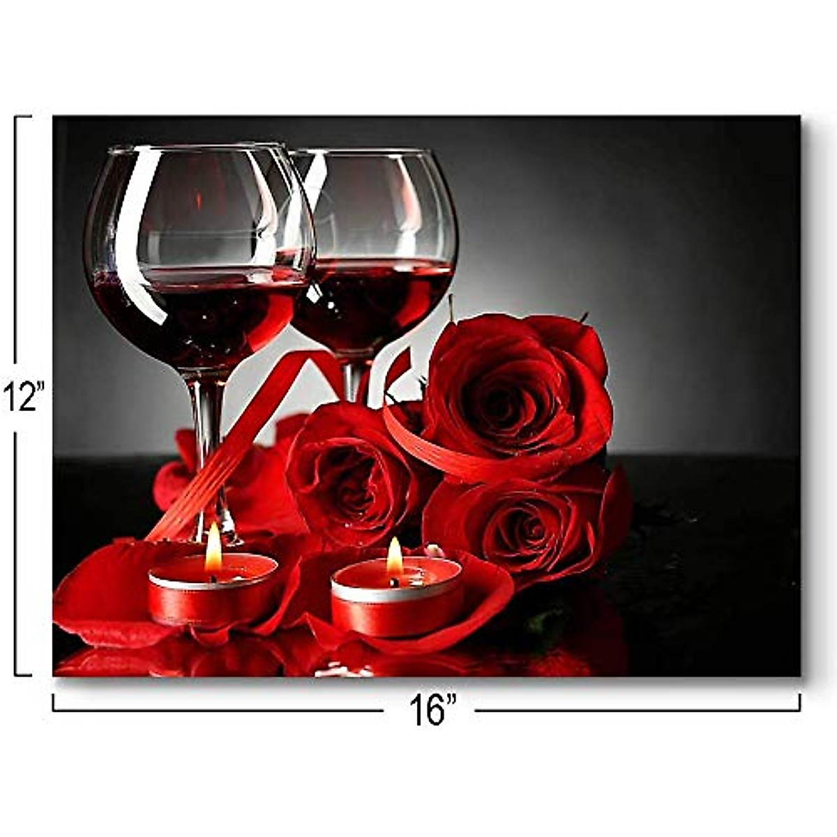 Purple Verbena Art Canvas Print Art of Red Wine Rose and Candle Picture Painting Wall Art Modern Home Decor for Living Room Bedroom Bathroom Decoration Gifts Artwork Wall Décor,Framed 12x16 Inches