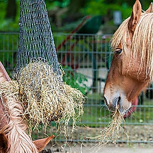 4 Pcs Slow Feed Hay Net Hay Feeder Hay Bag Hay Net for Horses Slow Feeder Haynet 40 Inch Length with 2 Inch Holes Hanging Horse Feed Net for Horses Goat Cattle Equine Stalls Barn Supplies (Black)
