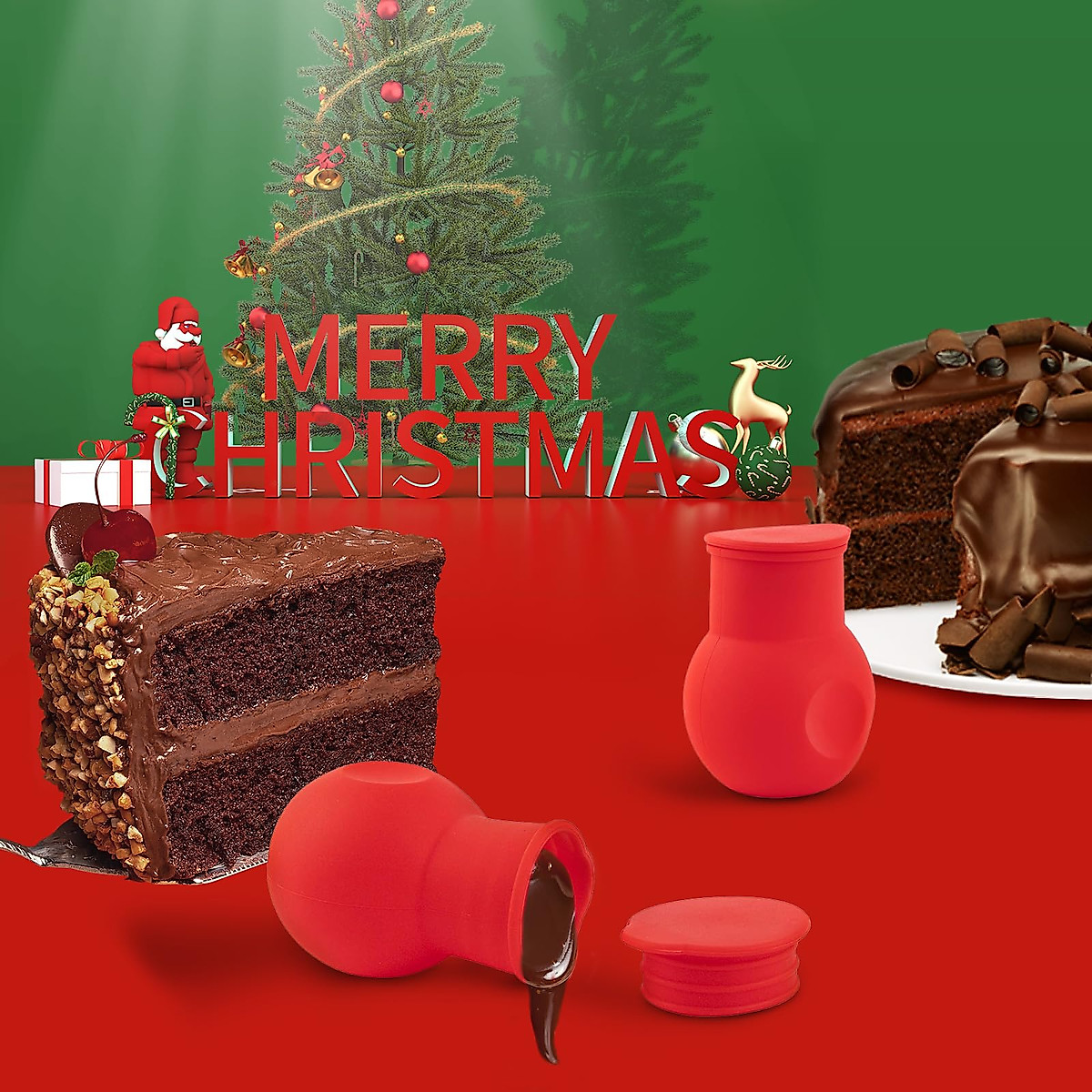 AUEAR, Set of 3 Silicone Melting Pot Chocolate Melt Pot Mold Red Microwave Butter Melter for Kitchen Baking Heat Milk Sauce