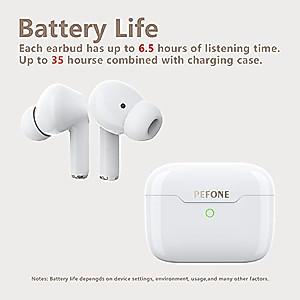 Pefone Wireless Bluetooth Earbuds,Active Noise Cancelling Wireless Earbuds Immersive Deep Bass ENC Earphones True Wireless in-Ear Earbuds